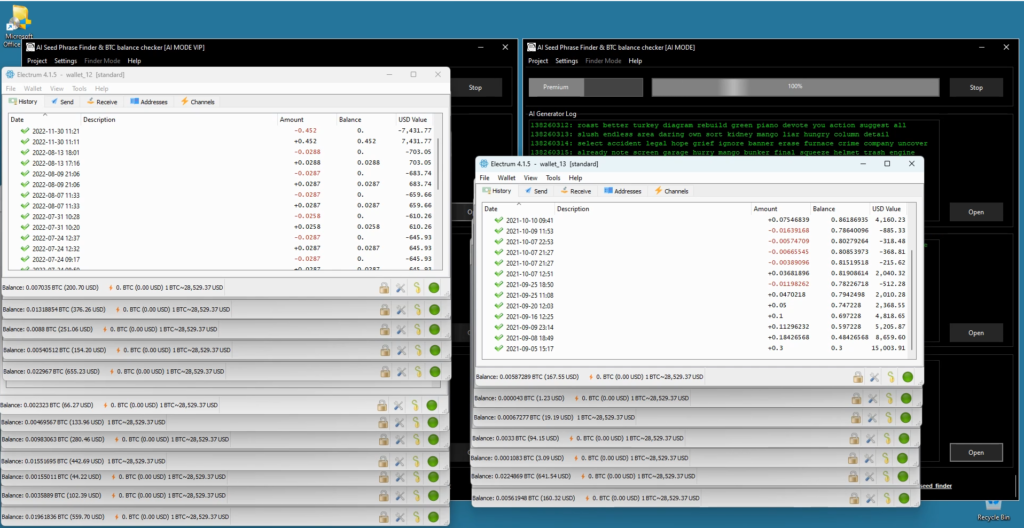 Программа "AI Seed Phrase Finder & BTC balance checker tool for Windows PC"